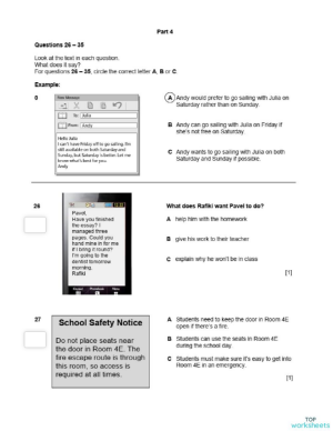 ESL/G8/READING CHECKPOINT P456. Interactive worksheet | TopWorksheets