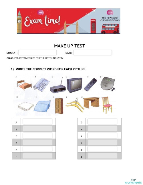 make up test PREINTER. Interactive worksheet | TopWorksheets