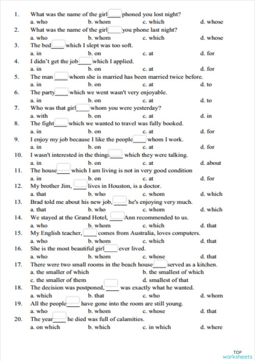 Relative Clause 04 Interactive Worksheet Topworksheets 1357