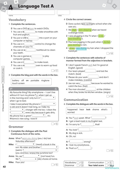 Go Getter 3. Language Test 4. Interactive worksheet | TopWorksheets