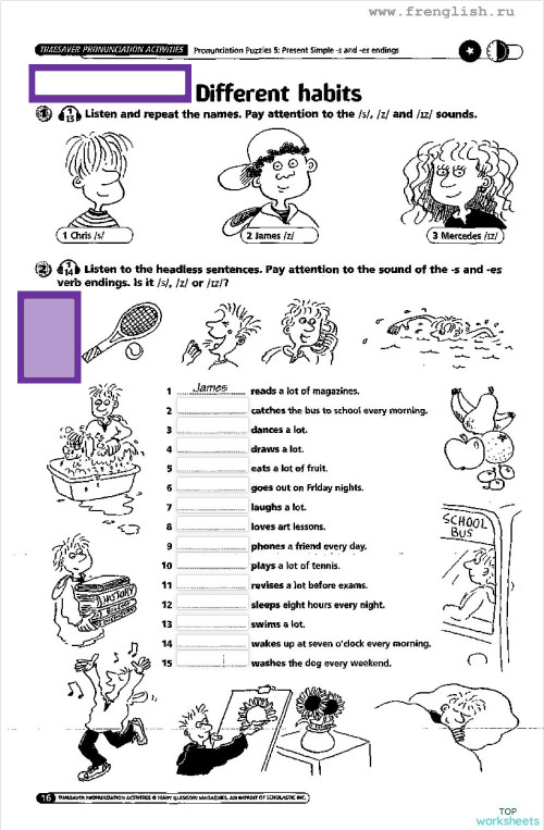 /s/, /z/, and /iz/ endings. Interactive worksheet | TopWorksheets