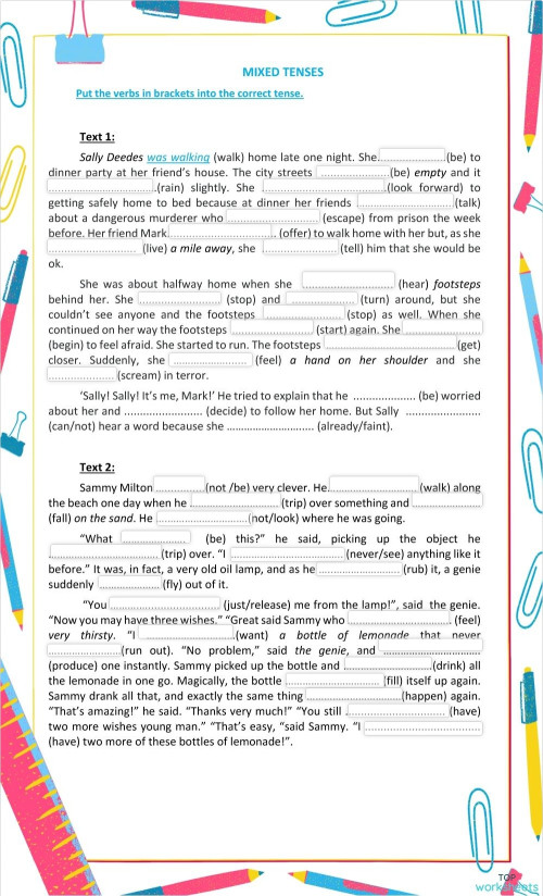 MIXED TENSES. Interactive worksheet | TopWorksheets