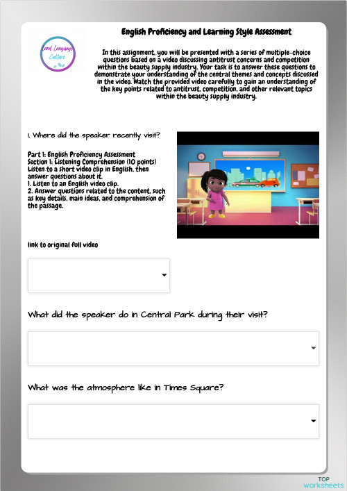 English Proficiency and Learning Style Assessment. Interactive ...