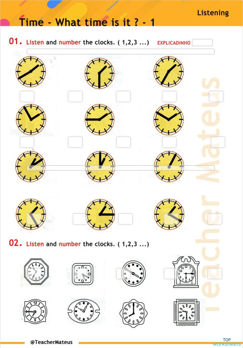 Time - What time is it ? - 5 - Listening - TM0343. Interactive ...