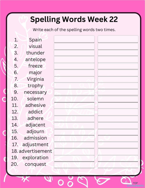 Spelling Words 22.1. Interactive worksheet | TopWorksheets