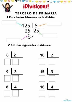 Divisiones y sus términos. Ficha interactiva | TopWorksheets