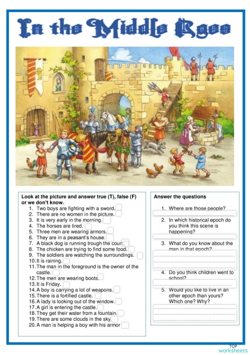 MIDDLE AGES. Interactive worksheet | TopWorksheets