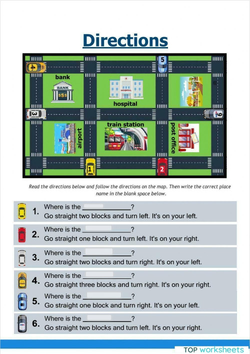 Directions. Interactive worksheet | TopWorksheets