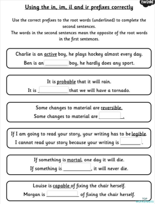 in, im, il. Interactive worksheet | TopWorksheets