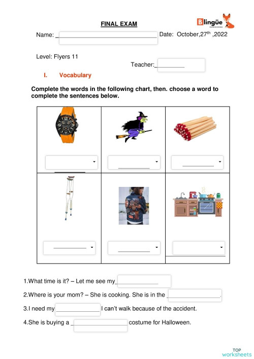 Final exam Flyers 11. Interactive worksheet | TopWorksheets