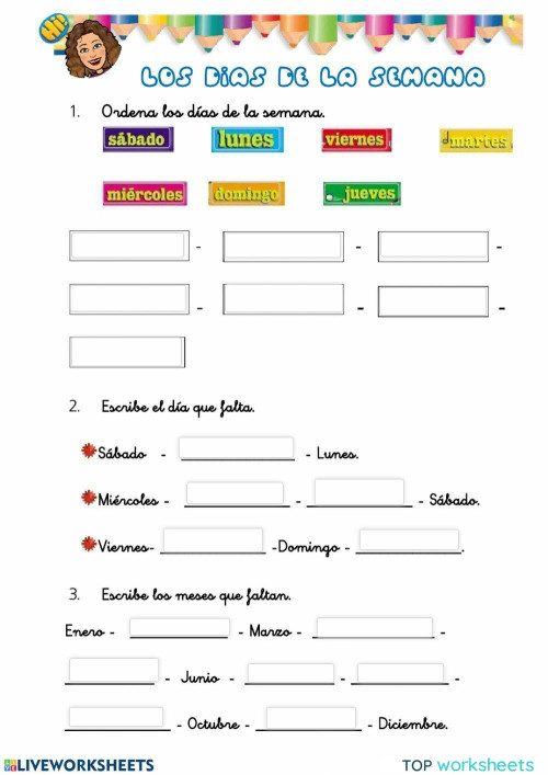 Los días de la semana. Ficha interactiva | TopWorksheets