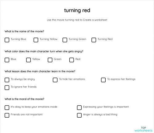 Turning Red. Interactive worksheet | TopWorksheets
