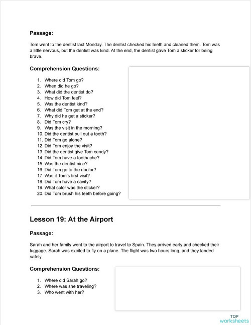 Reading Comprehension A2. Interactive worksheet | TopWorksheets