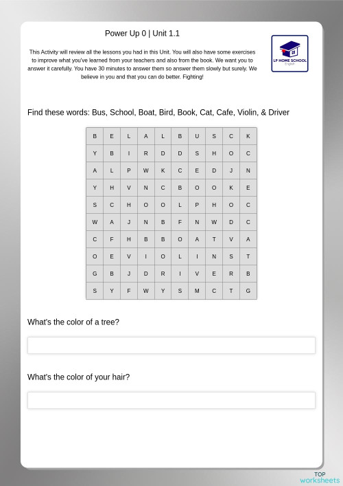 Power Up 0 | Unit 1.1. Interactive worksheet | TopWorksheets