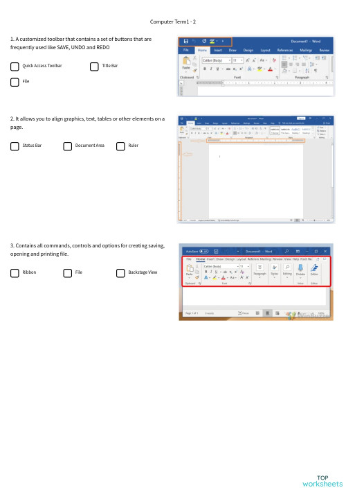 Computer Term1 - 2. Interactive worksheet | TopWorksheets