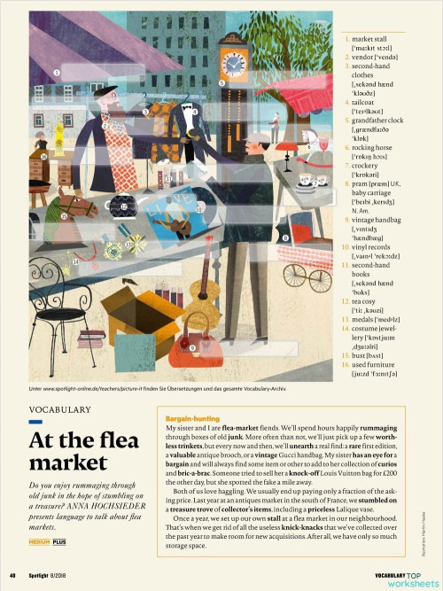 At the flea Market. Interactive worksheet | TopWorksheets