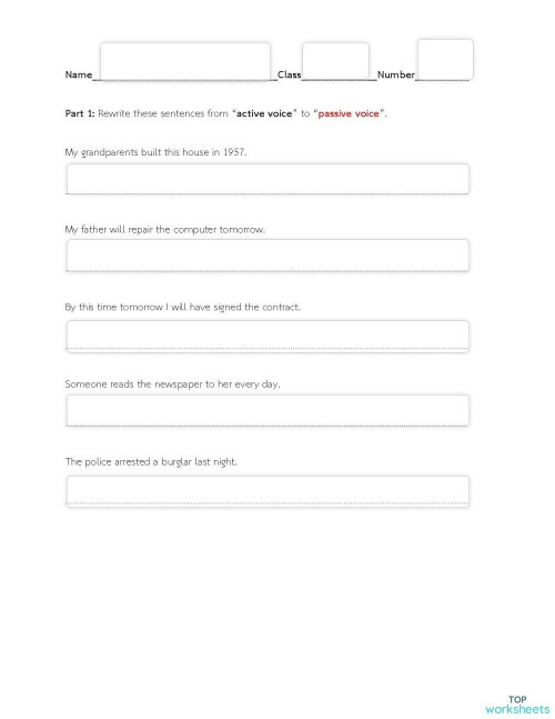 Active Passive Voice. Interactive worksheet | TopWorksheets