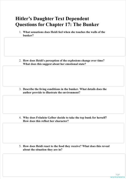 Hitler's Daughter Chapter 17 Text Dependent Questions. Interactive ...