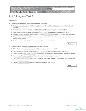 SOLUTIONS UPPER INT UNIT 3 MAKE-UP. Interactive worksheet | TopWorksheets