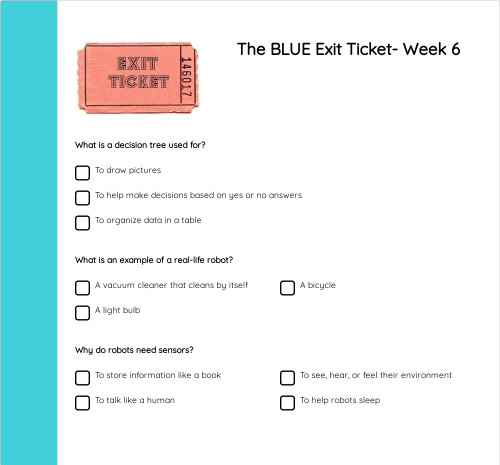 The BLUE Exit Ticket- Week 6. Interactive worksheet | TopWorksheets