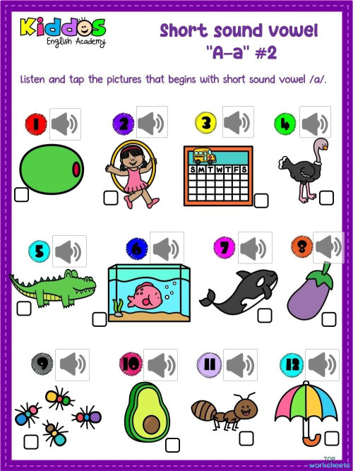 Vowel "A-a" Short Sound. Interactive worksheet | TopWorksheets