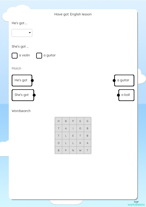 Have got: English lesson. Interactive worksheet | TopWorksheets