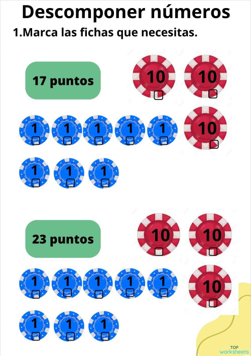 descomponer cantidades. Ficha interactiva | TopWorksheets