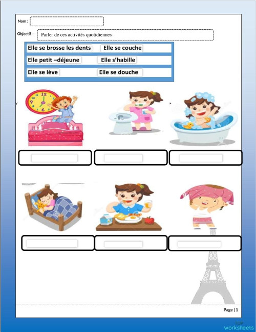 les activités quotidiennes. Fiche interactive | TopWorksheets