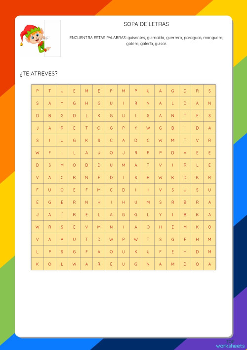 SOPA DE LETRAS. Ficha interactiva | TopWorksheets
