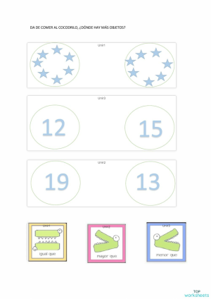 Ejercicio de determinación: Mayor que, menor que ó igual que. Ficha interactiva | TopWorksheets