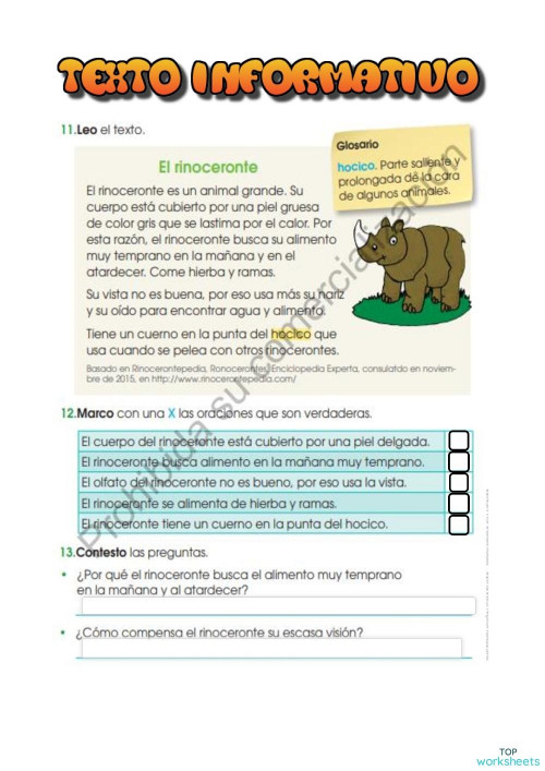 Texto informativo. Ficha interactiva | TopWorksheets