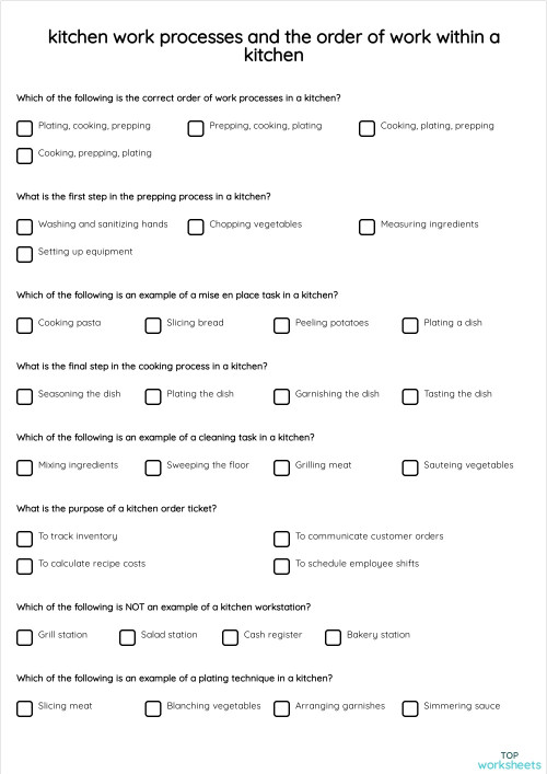kitchen work processes and the order of work within a kitchen ...