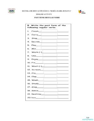 PAST TENSE REGULAR VERBS. Interactive worksheet | TopWorksheets
