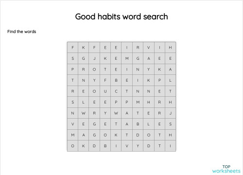 Good habits word search. Interactive worksheet | TopWorksheets