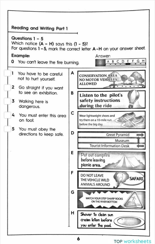 Reading Exam Test 1 - PTB. Interactive worksheet | TopWorksheets