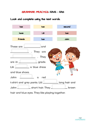 GRAMMAR: HAVE - HAS. Interactive worksheet | TopWorksheets