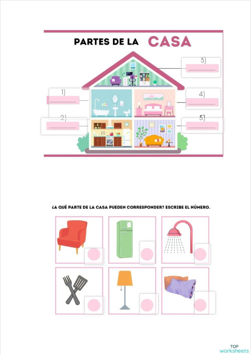 Las partes de la casa. Ficha interactiva | TopWorksheets