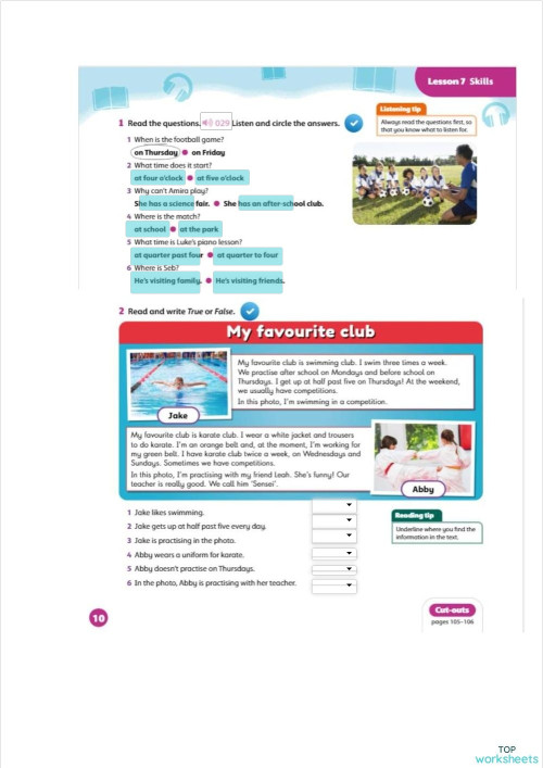 U1 L7 p. 10 - 1, 2. Interactive worksheet | TopWorksheets