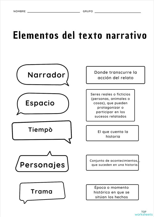 Texto narrativo: fichas interactivas y ejercicios online | TopWorksheets