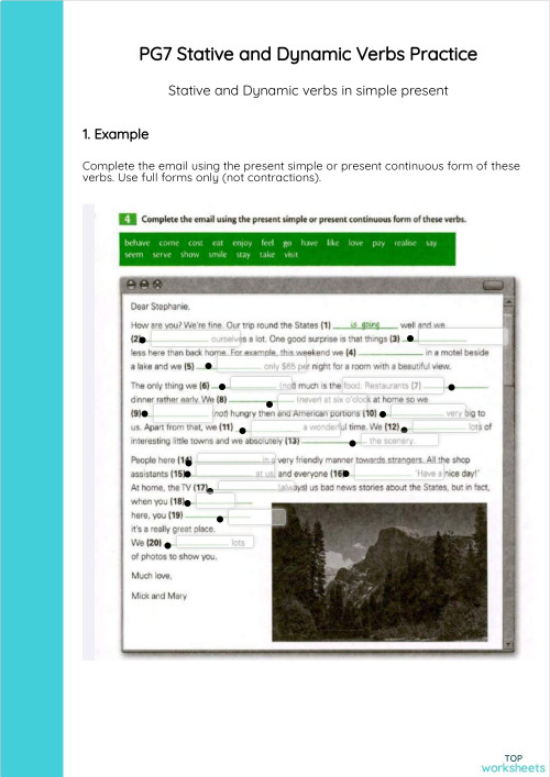 PG7 Stative and Dynamic Verbs Practice. Interactive worksheet ...