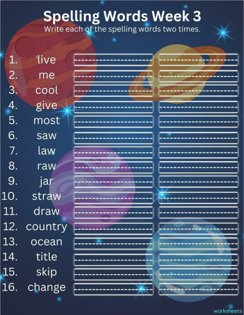 Spelling Words 3.1. Interactive worksheet | TopWorksheets