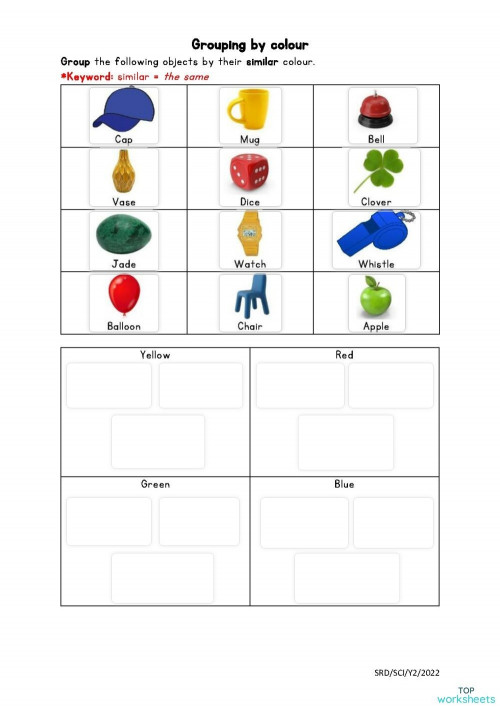 Yr 2: Grouping by Colour. Interactive worksheet | TopWorksheets