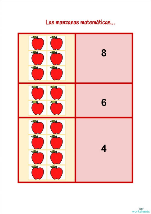 Las manzanas matemáticas.. Ficha interactiva | TopWorksheets