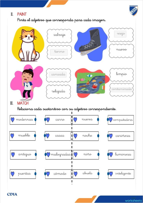 Los adjetivos calificativos. Ficha interactiva | TopWorksheets