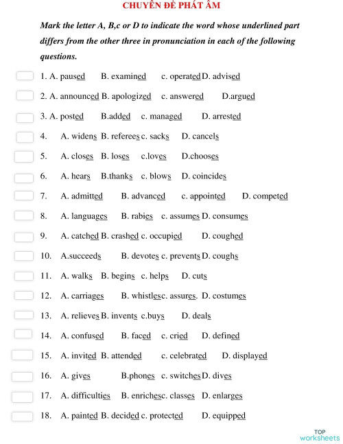 GRADE 9 - PRONUNCIATION 1 (-S/-ES/-ED). Interactive worksheet ...