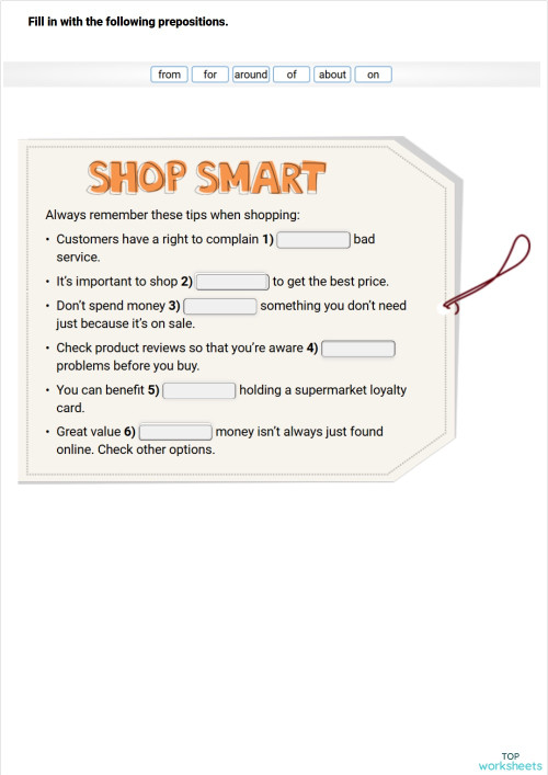 4 MINDS B1+ STUDENT'S BOOK Module 3 (3e) Prepositions (Shopping). Interactive worksheet ...