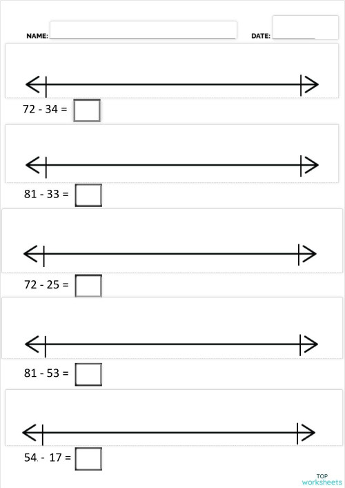 Subtraction on the number line 1. Interactive worksheet | TopWorksheets