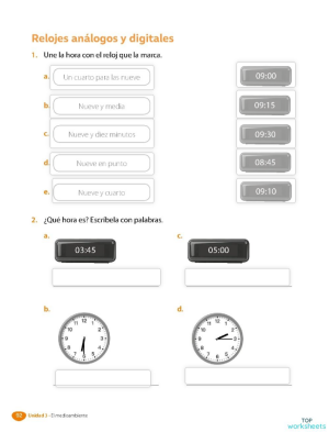 Actividad el reloj 05/10/2021. Ficha interactiva | TopWorksheets