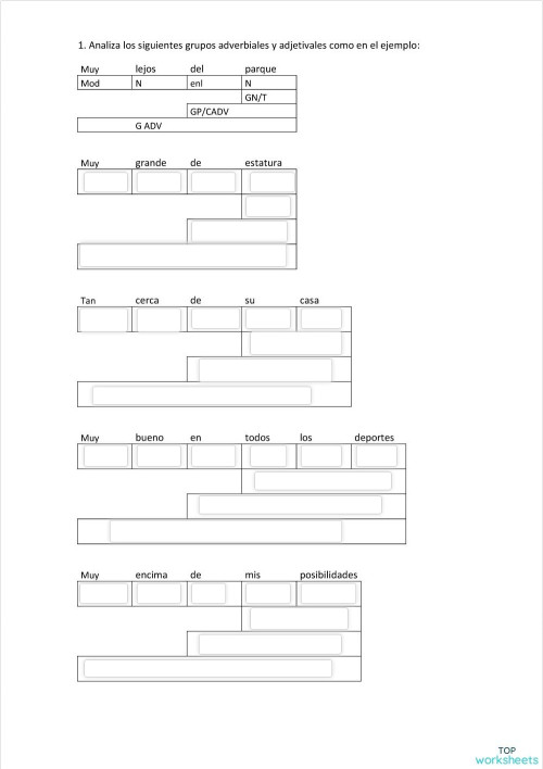 Sintaxis: fichas interactivas y ejercicios online | TopWorksheets
