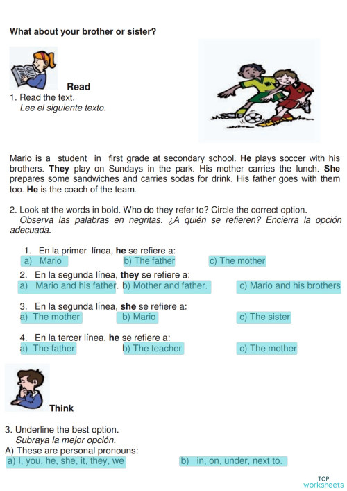 lesson 16 What about your brother?. Ficha interactiva | TopWorksheets